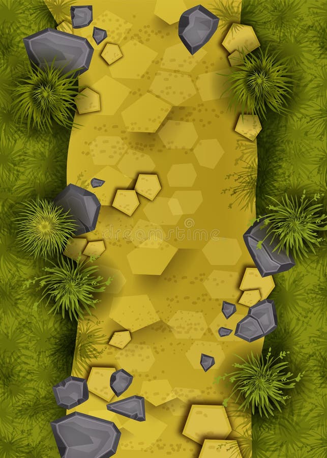Game Landscape Top View Background, Vector Yellow Sand Path Ground ...