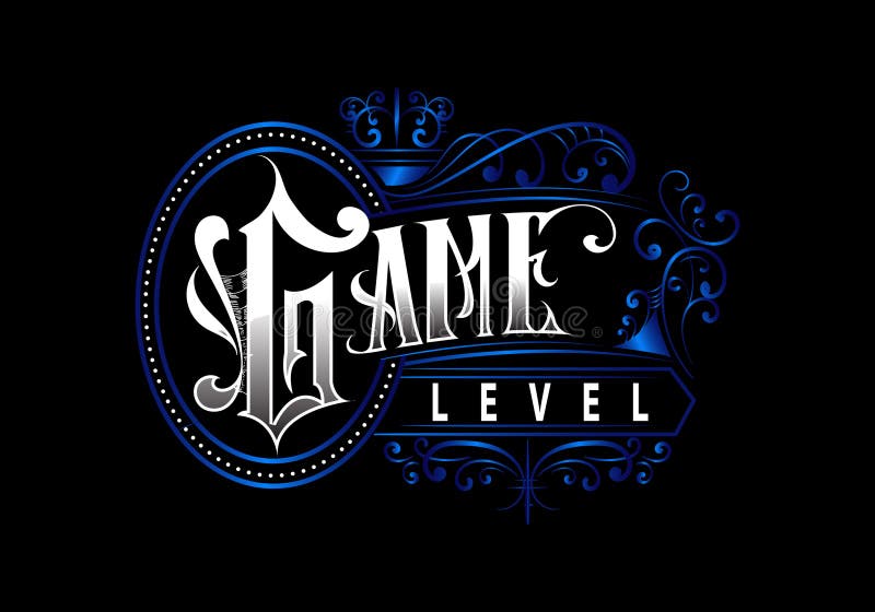 GAME LEVEL Word Lettering Custom Style Stock Vector - Illustration of ...