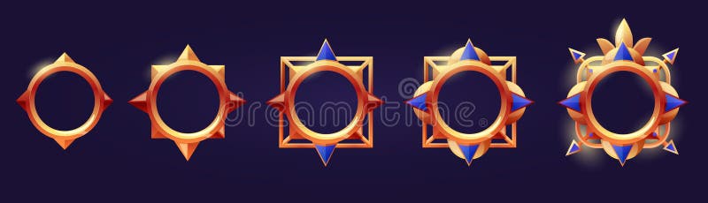 Game Levels Avatar Frame. Gold Round Asset or Ui Elements. Step by Step ...