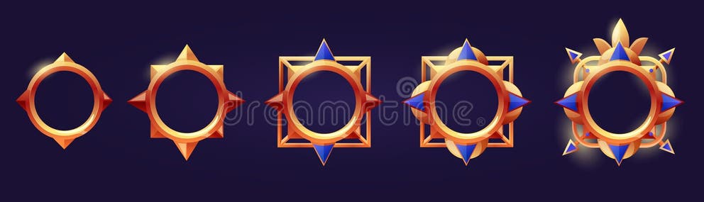 Game Levels Avatar Frame. Gold Round Asset or Ui Elements. Step by Step ...
