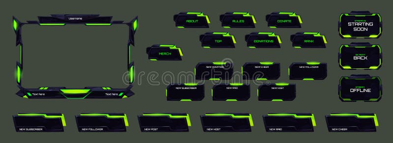 Game Live Video Stream Interface Elements Stock Vector - Illustration ...