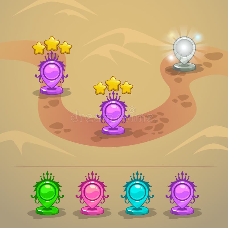 Game Map with Level Rank Indicators. Stock Vector - Illustration of ...