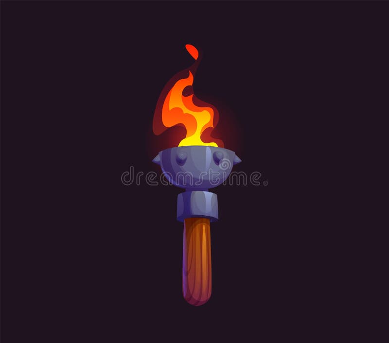 Game Medieval Fire Torch Cartoon Asset GUI Element Stock Illustration ...