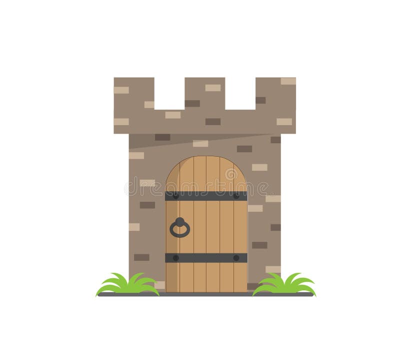 Closed Castle Gate Element Flat Style Stock Vector - Illustration of ...
