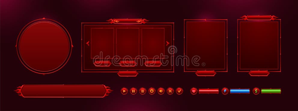 Game Menu Interface Ui Elements, Buttons, Bars Set Stock Vector - Illustration of progress ...