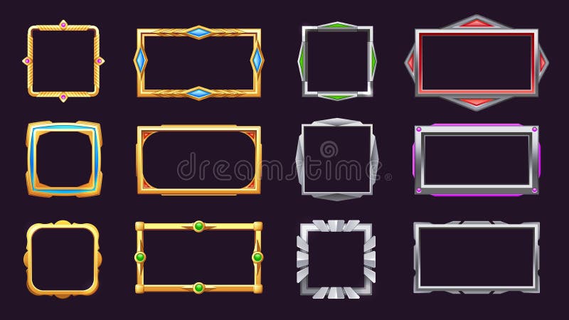 Game Metal Frame. Golden Silver Bronze UI RPG Buttons, Fancy Empty ... Game Metal Frame. Golden Silver Bronze UI RPG Buttons, Fancy Empty ...