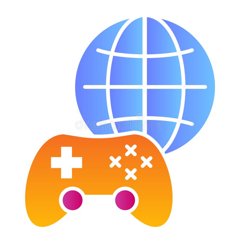 Game on Network Thin Line Icon. Game Pad and Globe Vector Illustration ...