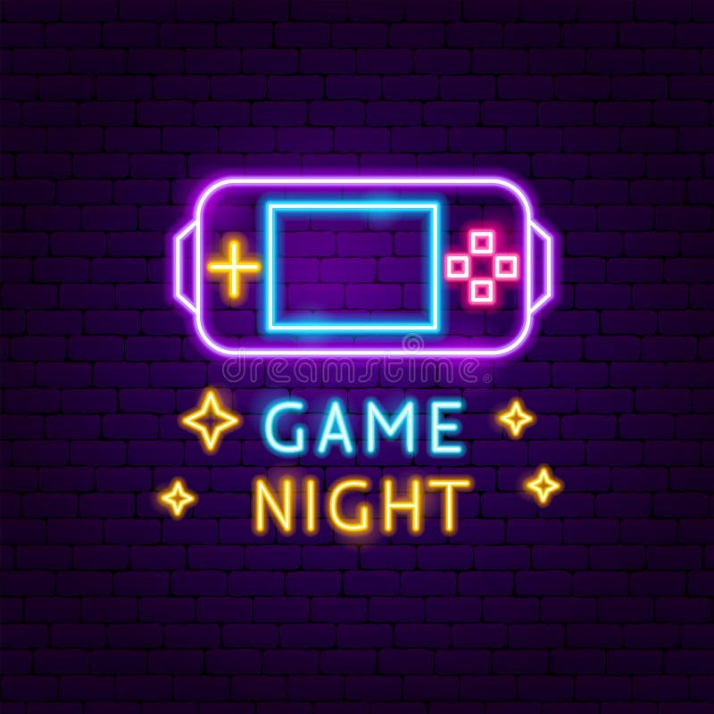 Game Night Neon Label stock vector. Illustration of gamepad - 153403137