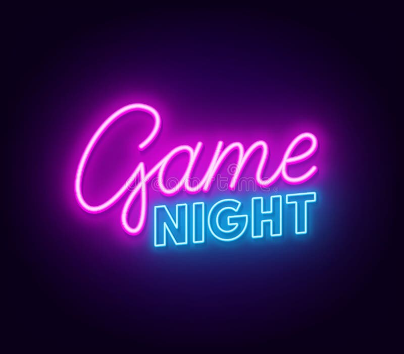 Game Night Neon Sign on Brick Wall Background. Neon Blue and Pink ...