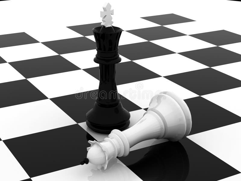 Black King Standing Over Fallen White Chess Pieces Stock Illustration ...