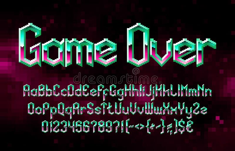 Game Over Alphabet Font. Pixel Letters and Numbers Stock Vector ... Game Over Alphabet Font. Pixel Letters and Numbers Stock Vector ...