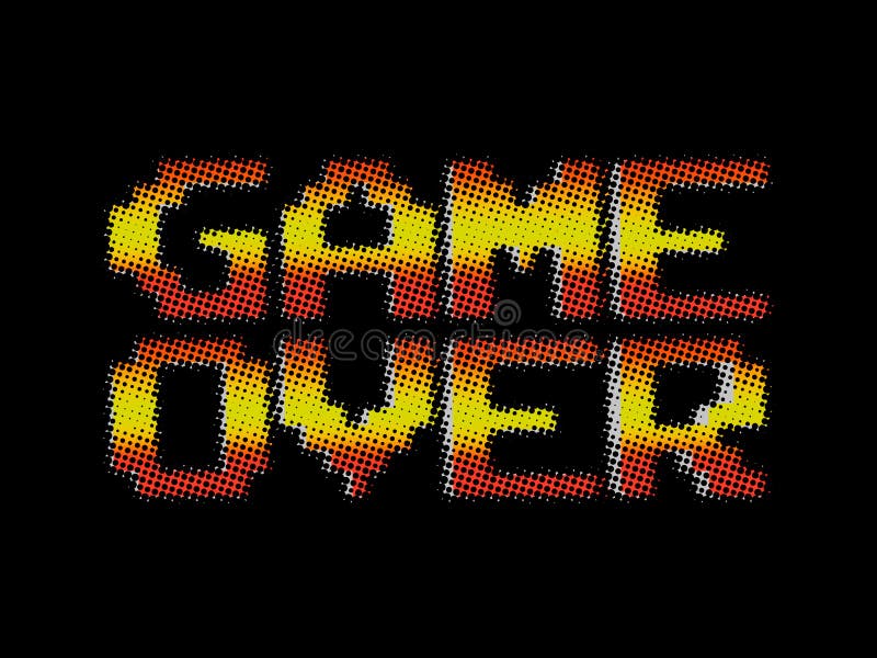 Game Over 8-bit Halftone Gradient Warm Stock Illustration ...