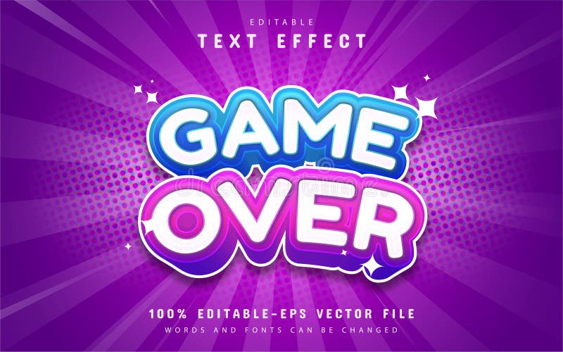 Game Over Cartoon Text Effect Stock Vector - Illustration of final ...