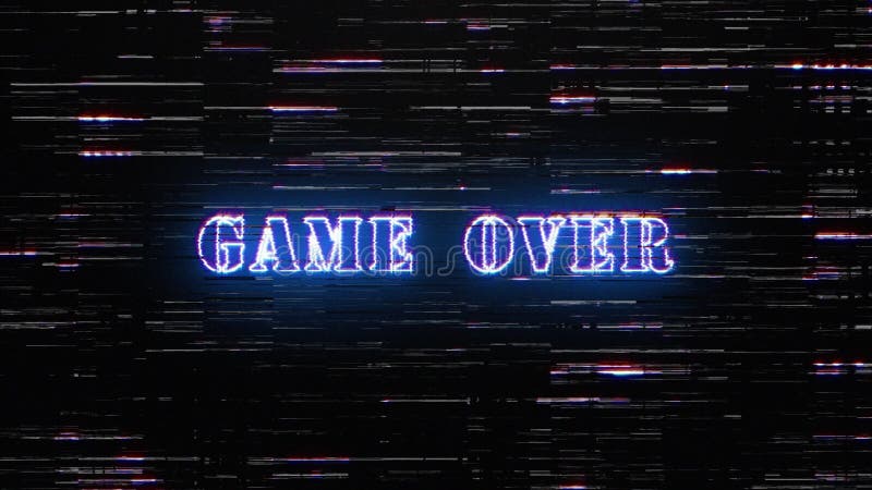 Loop Game Over Pink Blue Neon Glitch Text Effect Stock Footage - Video ...