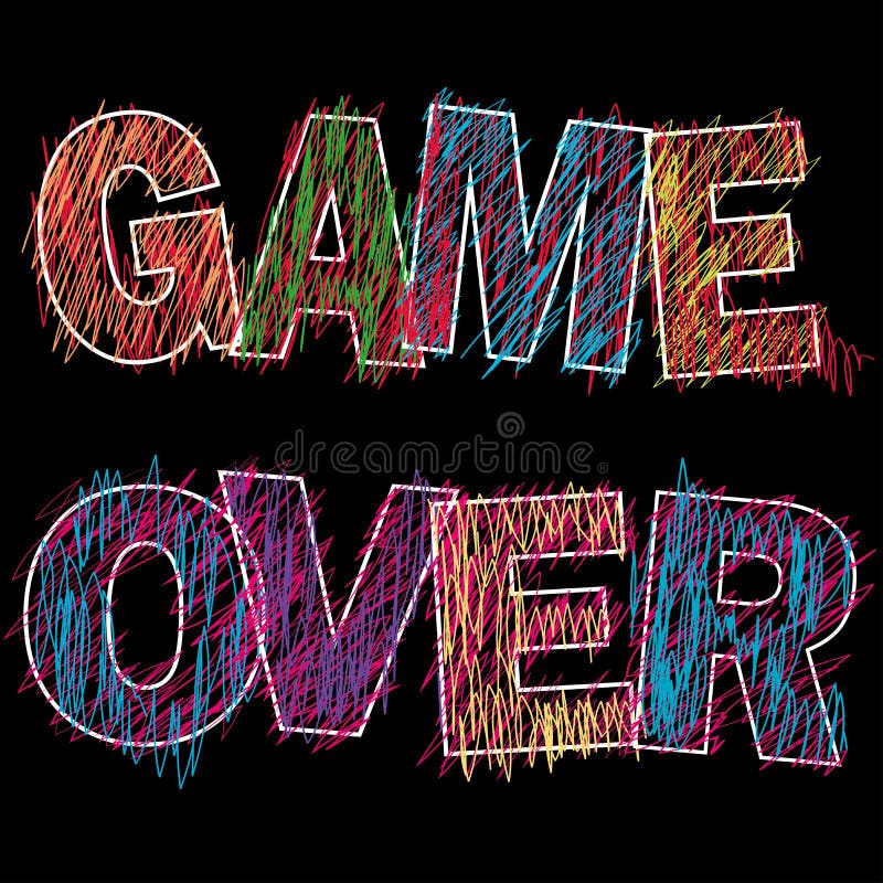Game Over Painted Children`s Style Pencil, Stock Vector - Illustration ...
