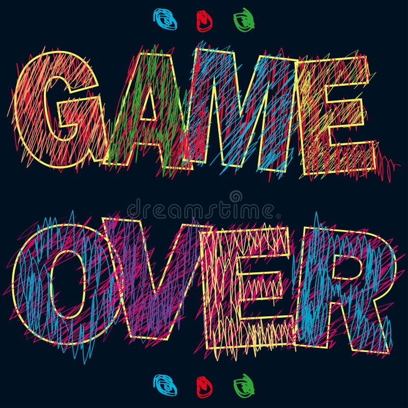 Game Over Painted Children`s Style Pencil, Stock Vector - Illustration ...