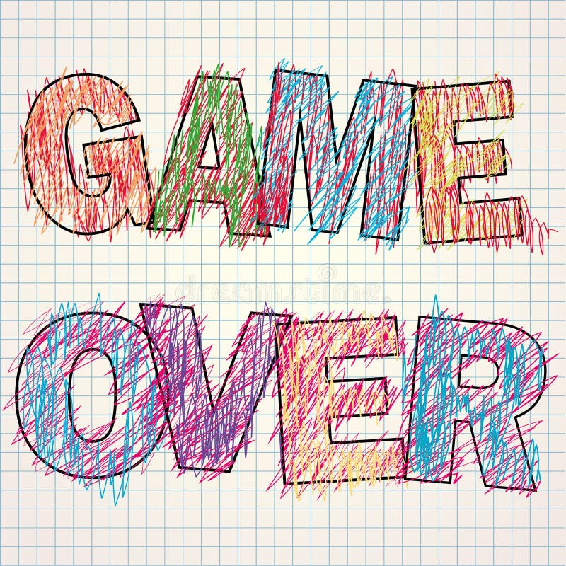 Game Over Painted Children`s Style Pencil, Stock Vector - Illustration ...