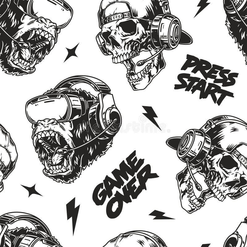 Skull Game Over Stock Illustrations – 50 Skull Game Over Stock ...