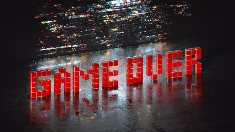 Red Game Over Text in Pixel Art 3D Render Illustration Stock ...