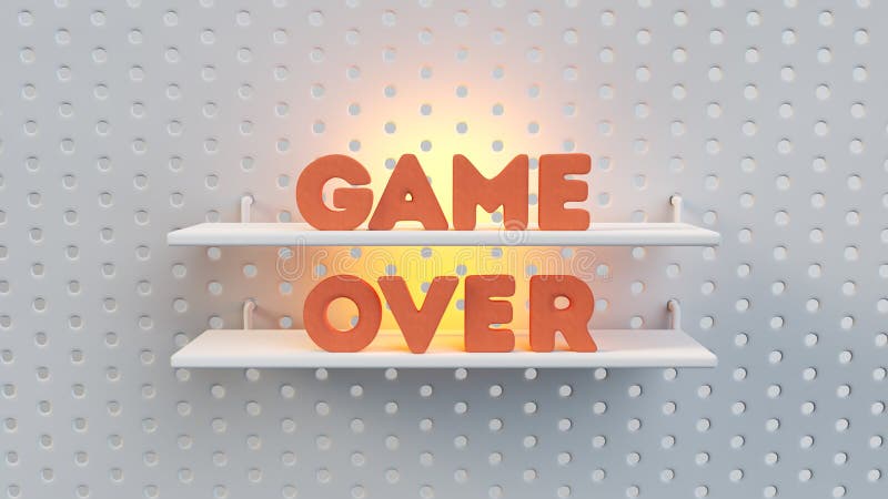 Game Over Phrase on Shelves 3D Render Stock Illustration - Illustration ...