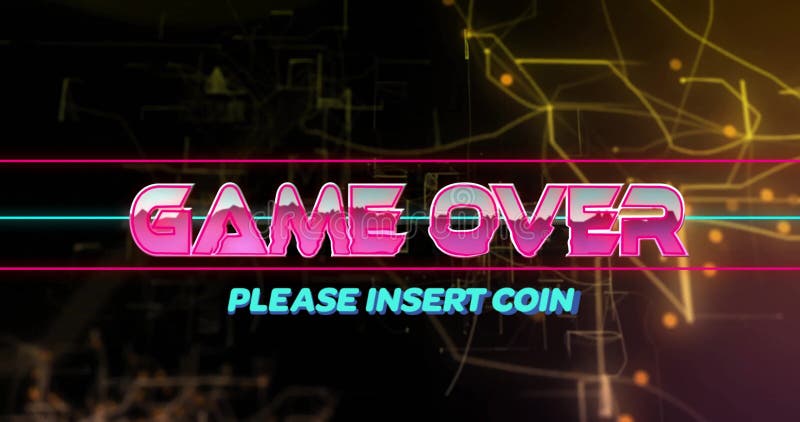 Game Over Text Animation Over Abstract Digital Background with Please ...