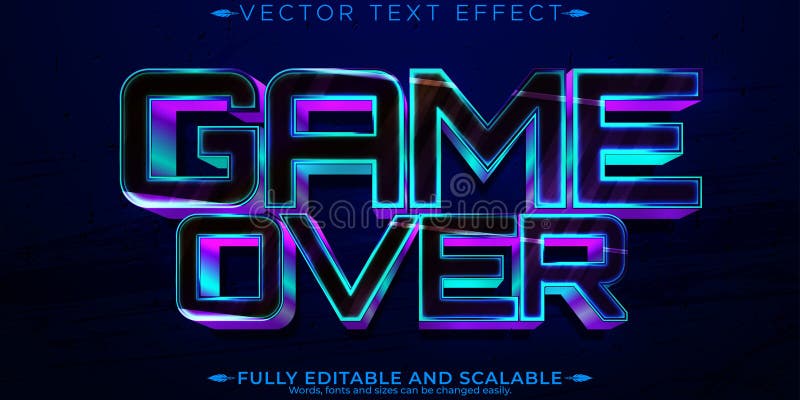 Game Over Text Effect, Editable Gaming and Defeat Customizable Font ...