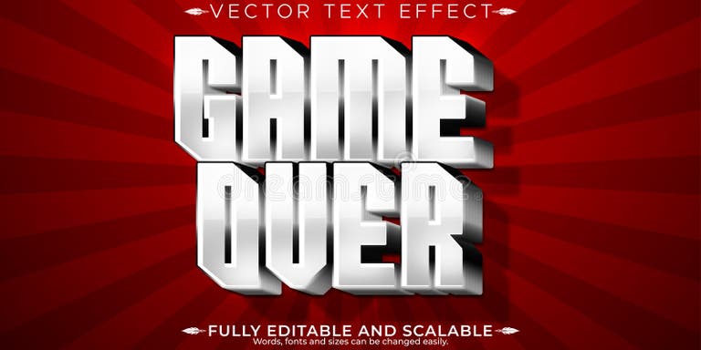 Game Over Text Effect, Editable Retro and Vintage Text Style Stock Vector - Illustration of ...