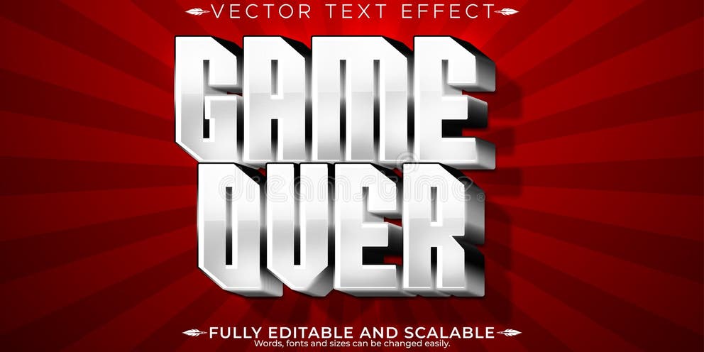 Game Over Text Effect, Editable Retro and Vintage Text Style Stock Vector - Illustration of ...