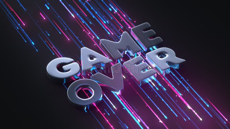 Game Over Text and Glow Lines 3D Render Stock Illustration ...