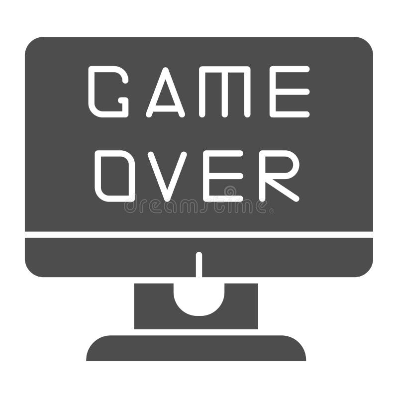 Game Over Text on Screen Solid Icon. End of a Game Vector Illustration ...