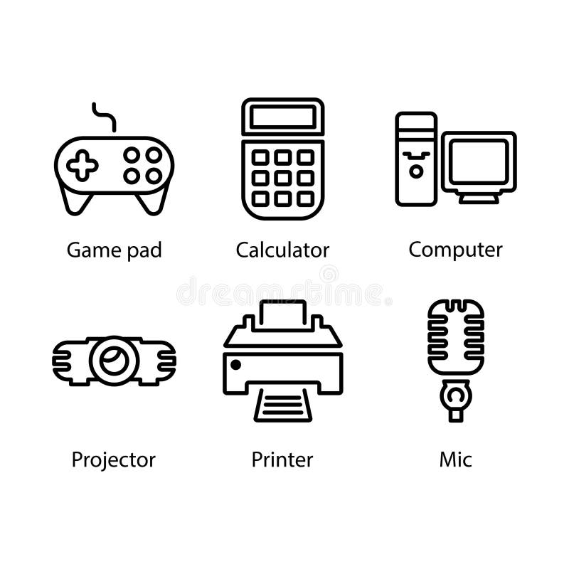 Game Pad, Calculator, Computer, Projector, Printer, Mic, Icon Stock ...