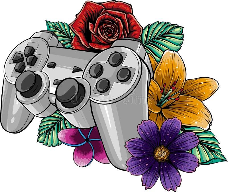 Game Pad with a Flower for Gaming Vector Stock Vector - Illustration of ...