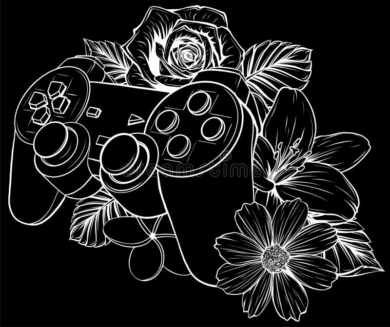 Game Pad with a Flower for Gaming Vector Stock Vector - Illustration of ...