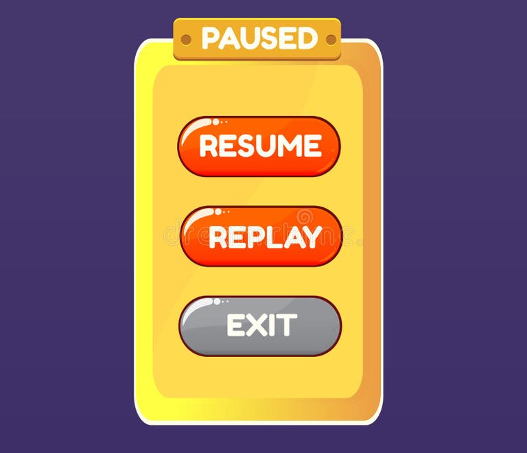 Game Pause. Vector Graphical User Interface UI GUI for 2d Video Games ...