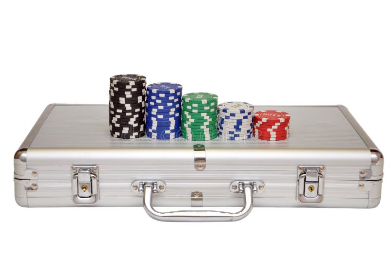 Game Pieces and Steel Carrying Case Stock Photo - Image of white, luck ...
