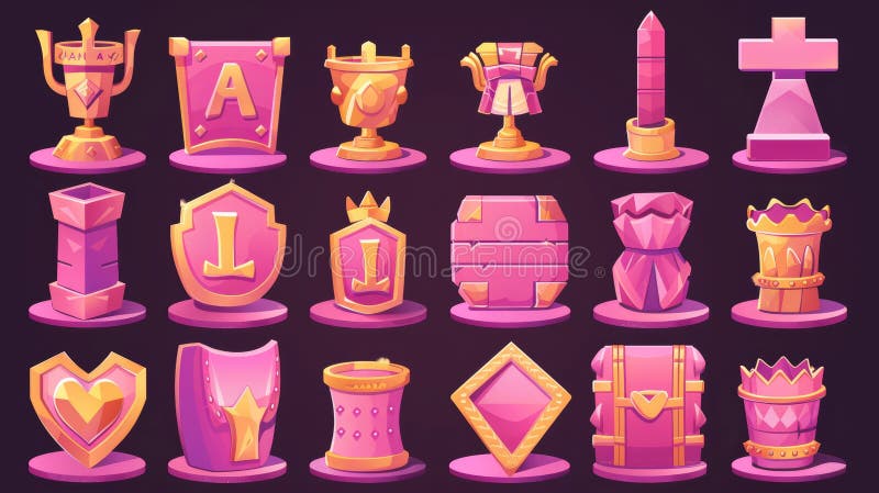 Game Pink Glossy Boards with Labels of Level Number and Experience ...