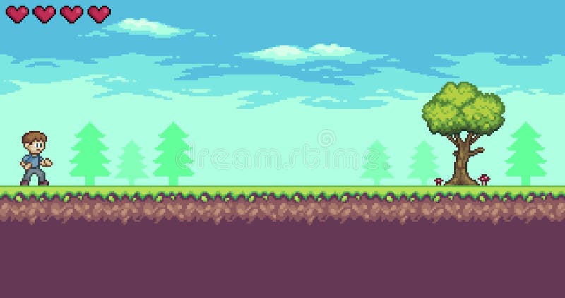 Game in Pixel Art and 8-bit Style with Character Stock Footage - Video ...