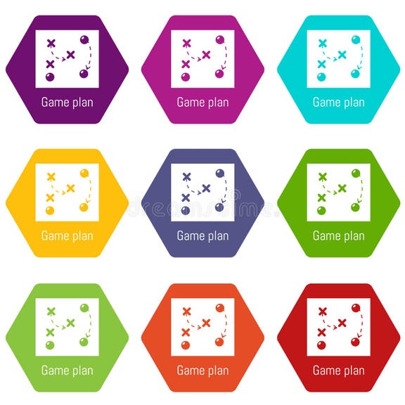 Game Plan Icons Set 9 Vector Stock Vector - Illustration of strategic ...