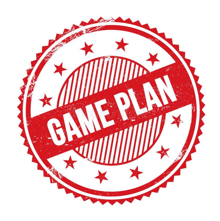 GAME PLAN Text Written on Red Grungy Round Stamp Stock Illustration ...