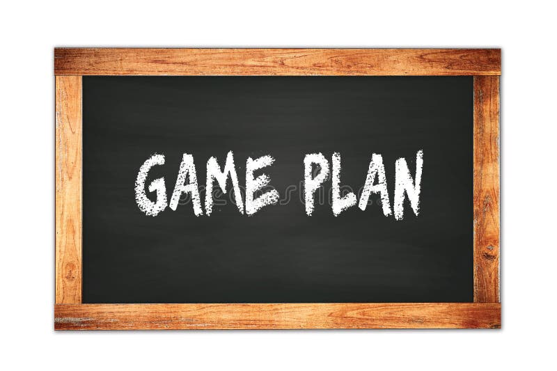 GAME PLAN Text Written on Wooden Frame School Blackboard Stock Photo ...