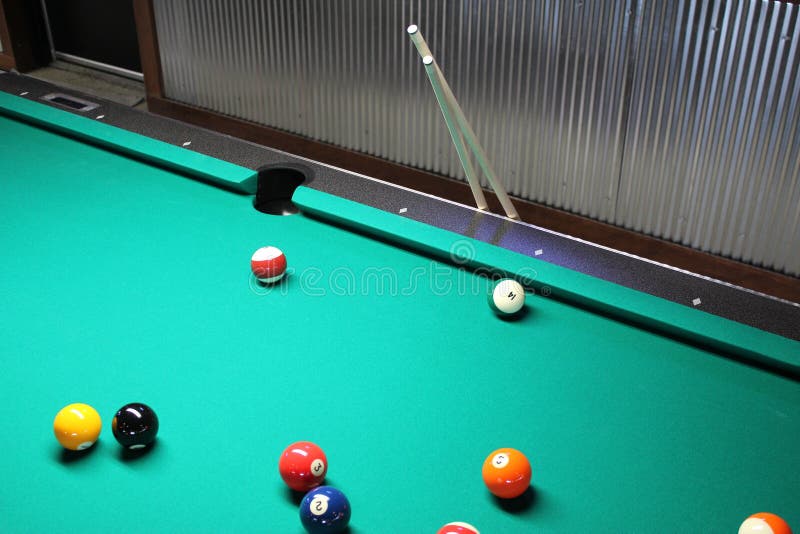 Pool Table with Crossed Cues Stock Photo - Image of challenge, leisure ...