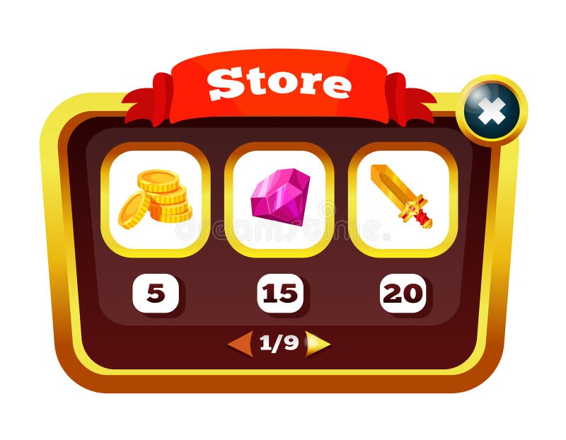 Game Pop-up Window with Menus. Store with Improved Skills. Stock Vector ...