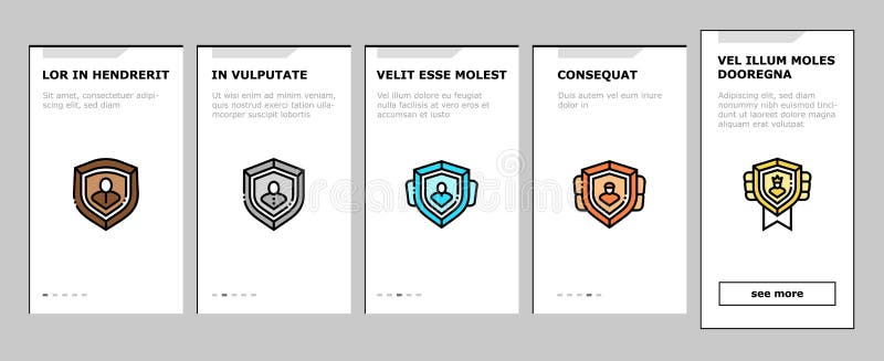Game Progress Award and Medal Onboarding Icons Set Vector Stock Vector ...
