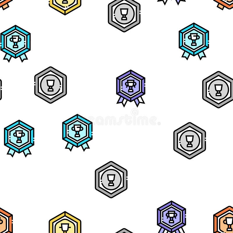 Game Progress Award and Medal Vector Seamless Pattern Stock Vector ...