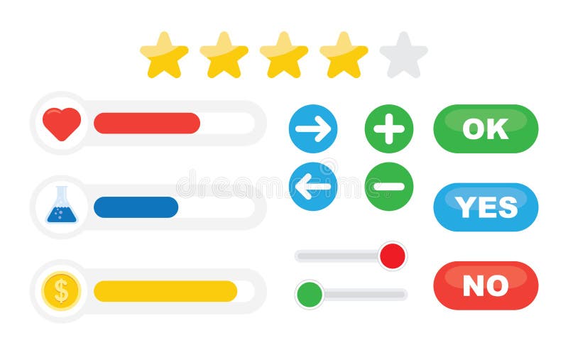 Game Progress Bar and Resources Icons Stock Vector - Illustration of ...