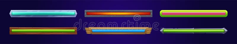 Game Progress Bars, Cartoon Vector Ui Elements Set Stock Vector ...