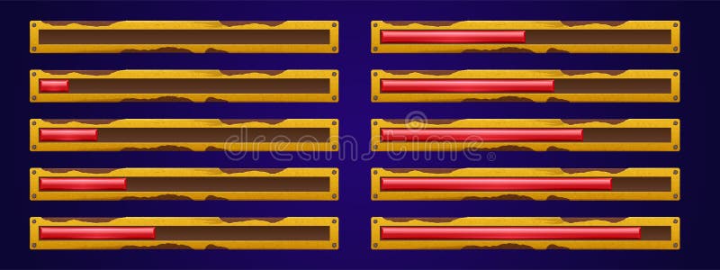 Set Progress Bars and Game Buttons Gui Elements Stock Vector - Illustration of arrow, flash ...