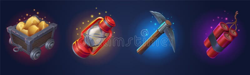 Game Props Icons Gold Mine Assets, Vector Set Stock Vector ...