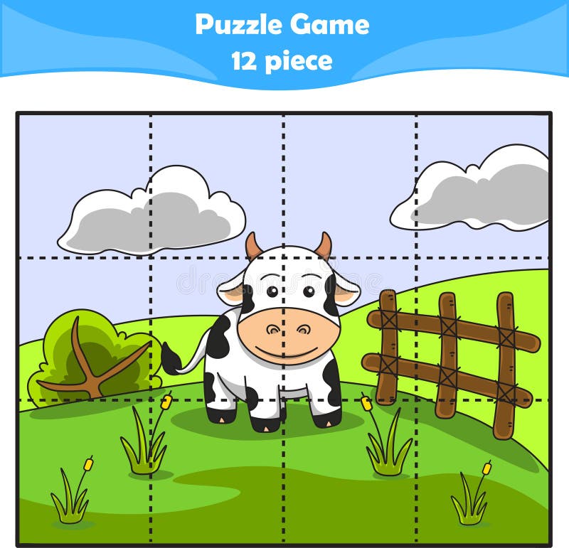 Funny Cow. Puzzle Games for Kids. 12 Piece. Child Education Stock ...