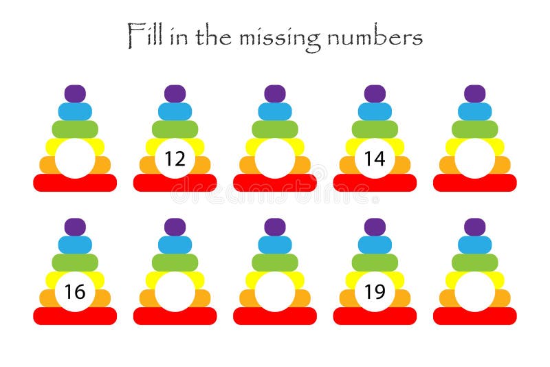 Game with Pyramids for Children, Fill in the Missing Numbers, Easy ...
